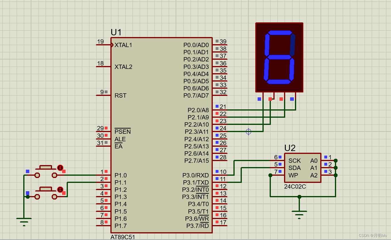 Proteus8仿真:51单片机24C02C(IIC接口EEPROM)使用_51单片机iic仿真-CSDN博客