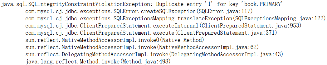 解决java.sql.SQLIntegrityConstraintViolationException: Duplicate entry ‘1‘ for key ‘book.PRIMARY ...