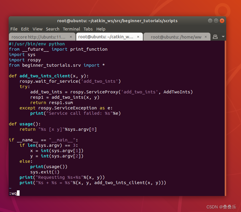 编写 ROS 服务节点 Service 和 Client(python/C++)(六)_ros python service-CSDN博客
