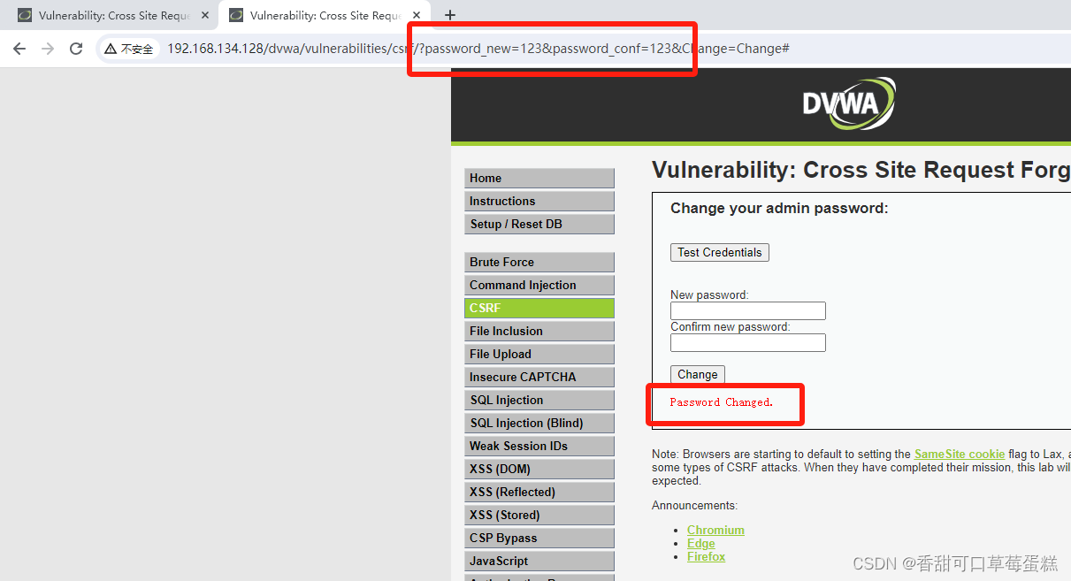 DVWA 靶场 CSRF 通关解析_csrf靶场-CSDN博客