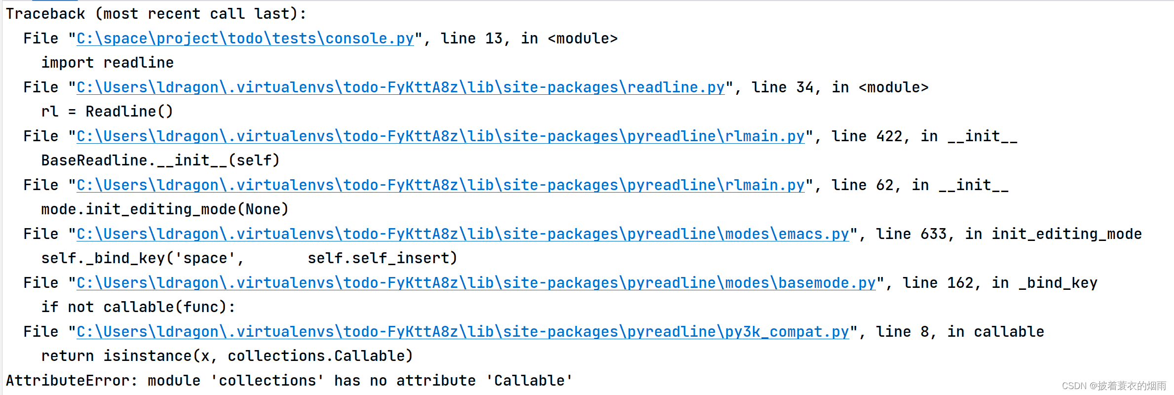 【BUG 记录】AttributeError: module ‘collections‘ has no attribute “*”_attributeerror: module ...