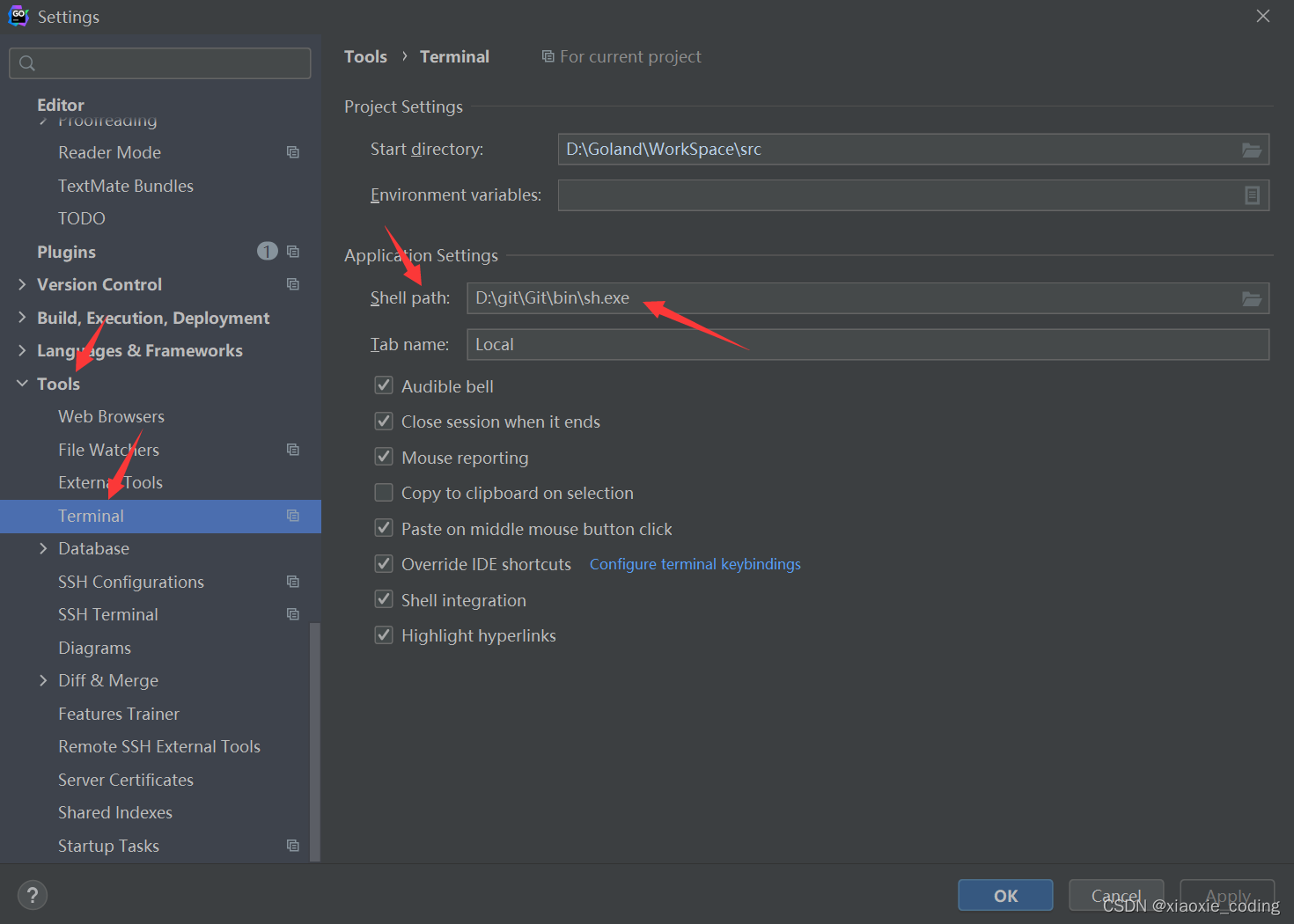 Go语言特点—Goland的Terminal设置为Git Bash—Go的交叉编译—Go相关命令_goland设置git bash-CSDN博客