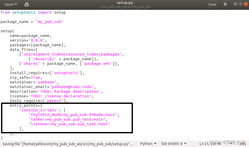 ROS2编译Python节点来发布和订阅的实践《2》_ros2 python topic-CSDN博客