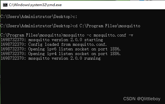 Windows环境下MosQuitto服务器搭建，安装mqtt服务端软件，并实现订阅，发布功能_mosquitto windows-CSDN博客