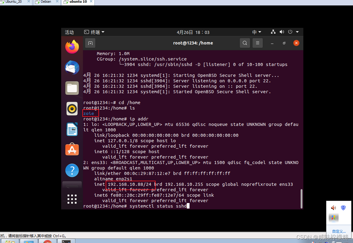 ubuntu配置ssh服务（MobaXterm远程连接ubuntu）_ubuntu远程连接sshmobaxterm-CSDN博客