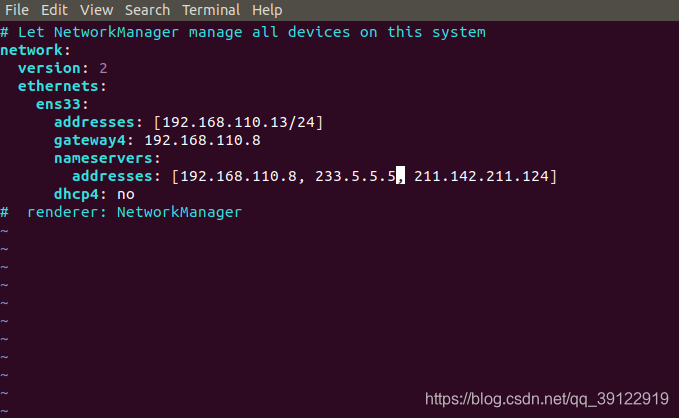 VMware15.0下ubuntu18.04桌面版配置静态IP_18.04.1-ubuntu 01-network-manager-all.yaml没有配置-CSDN博客