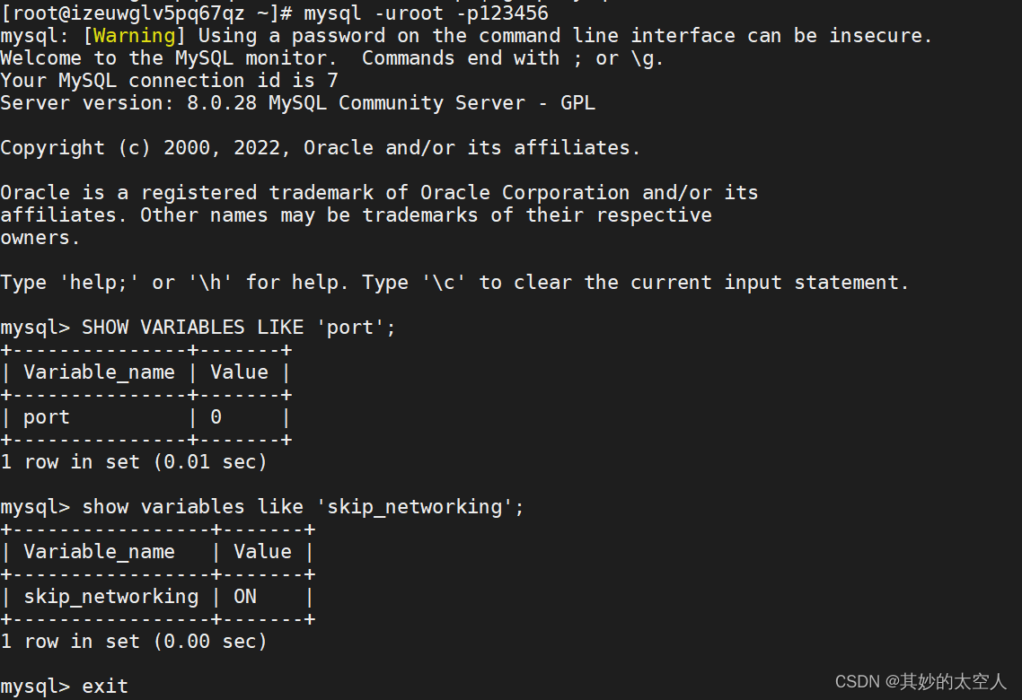 SHOW VARIABLES LIKE ‘port‘；MySQL的端口port=0。navicat无法连接的问题。CentOS系统_mysql port 0-CSDN博客