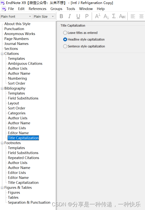 endnote种设置title capitalization 设置为headline style capitalization就是所有的实数英文首字母大写。-CSDN博客