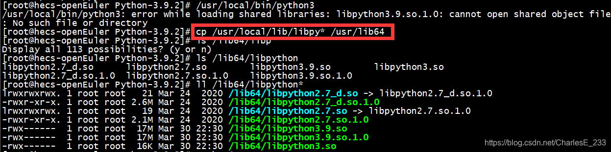 openEuler20.03编译安装Python3.9_error while loading shared libraries: libpython3.9-CSDN博客