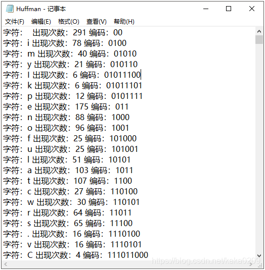 Huffman编码与解码 (huffman编码、二叉树)对一篇英文文章统计各字符出现的次数实现huffman编码要求输出每个字符出现的