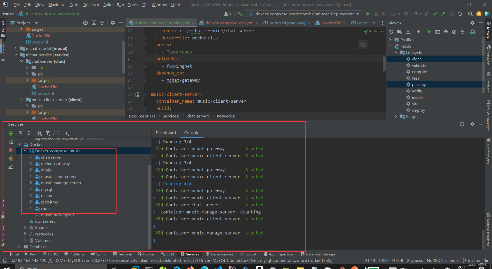 Springboot+SpringCloud+vue微服务项目，后端使用Docker-compose部署至虚拟机环境_win10 docker部署vue3+nacos+springcloud ...