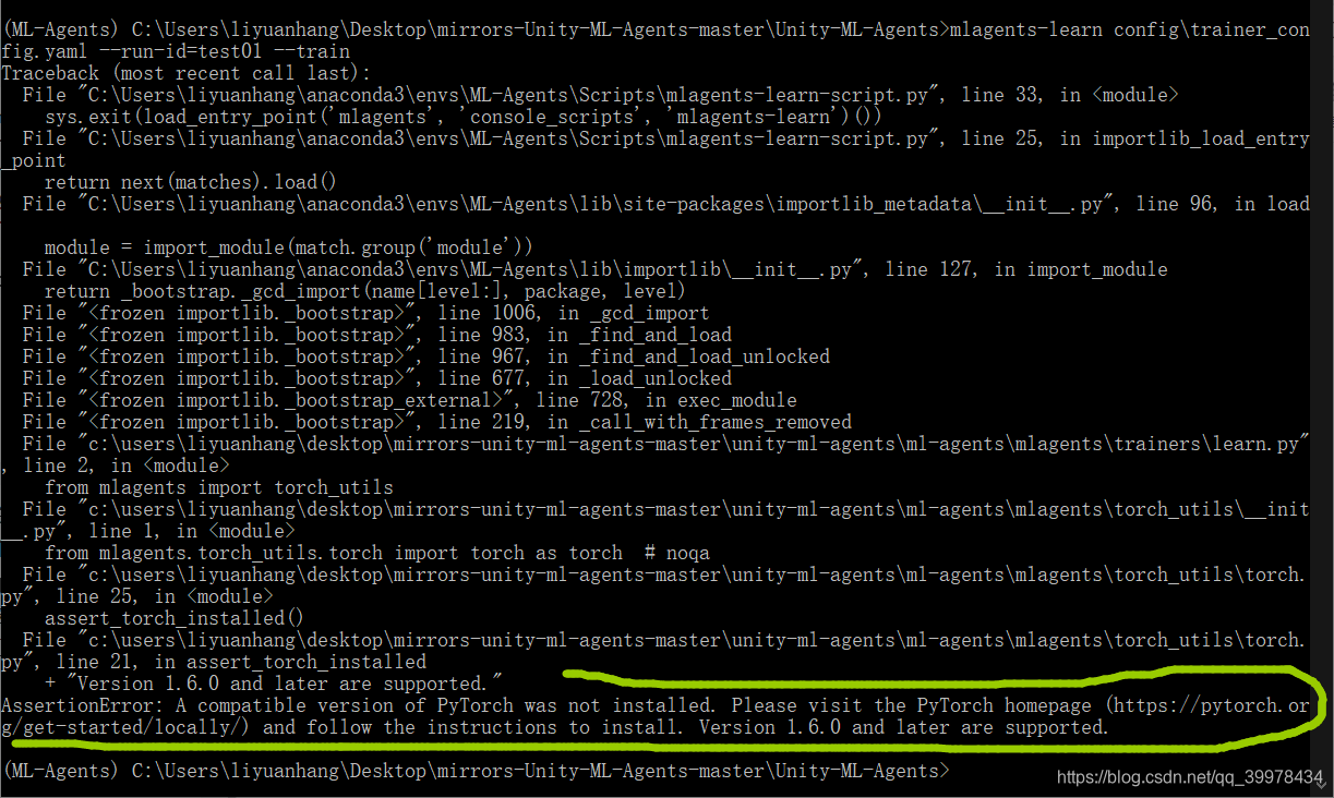 ML-Agents + PyTorch遇到的问题_mlagents.trainers.exception.unitytrainerexception:-CSDN博客