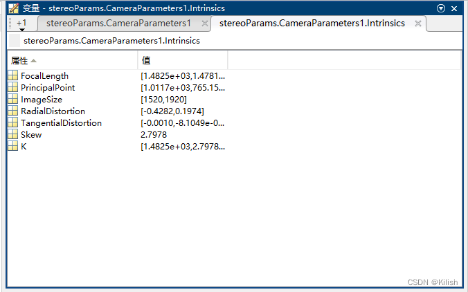 Matleb双目标定时stereo Params表中没有内参矩阵intrinsicmatrixmatlab2023中的stereoparams找不到intrinsicmatrix Csdn博客 6964