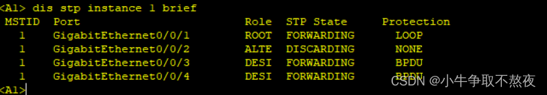 三种生成树（STP,RSTP,MSTP)的基本配置（自我理解）_stp instance 0 root primary-CSDN博客