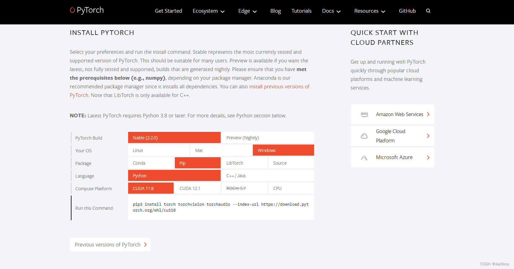 如何安装Pytorch,CPU版本和GPU版本的安装流程。_torch cpu版本和gpu版本-CSDN博客