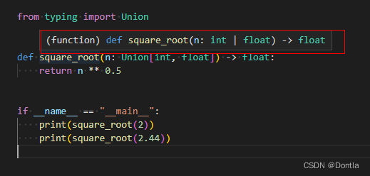 python函数注释 typing模块函数类型注解（函数注解）（指定函数参数和返回值类型）Union注解、Callable注解、Optional可变参数注解。类型提示、类型注解、参数注释（参数 ...