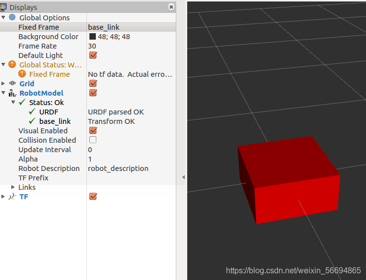ROS_RVIZ错误No transform from [base_link] to [map]_no transform from base ...