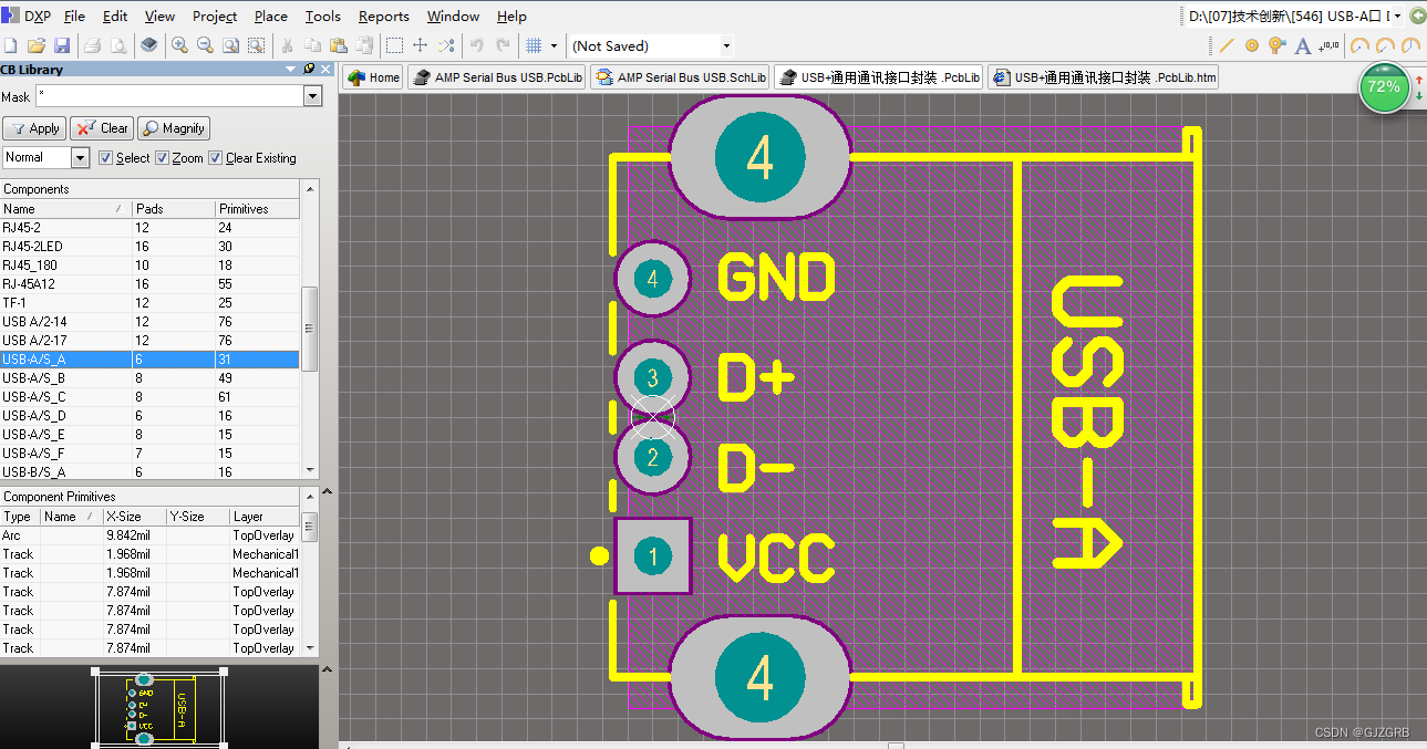 基于USB-A口 D口 Mini-USB Micro-USB 最全USB接口RJ45+TFCARD卡pcb封装 Altium库（AD库）_usb-a插座印制板封装-CSDN博客