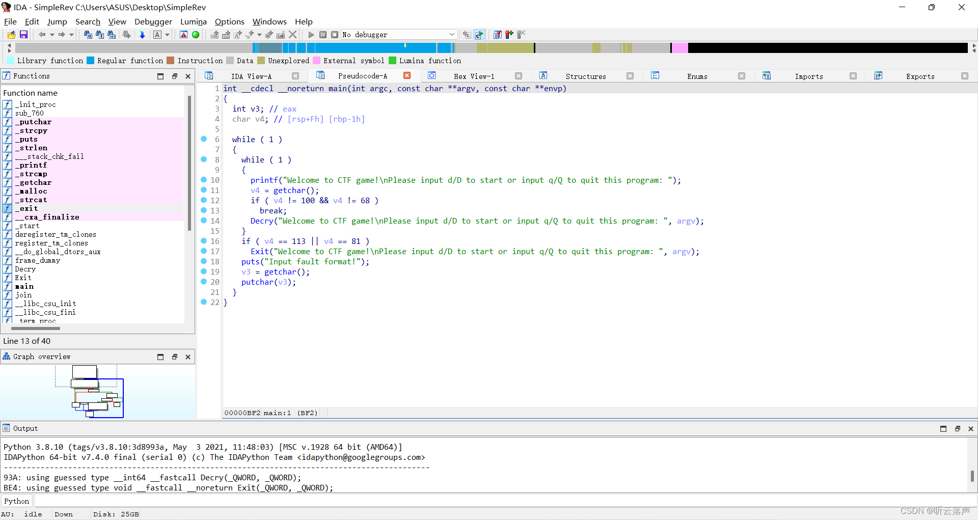 BUUCTF Re SimpleRev_buuctf simplerev-CSDN博客