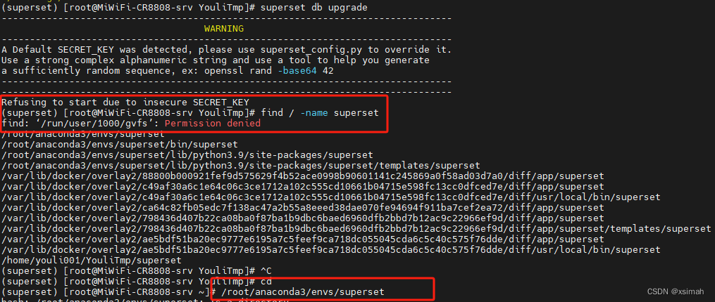 【superset】 A Default SECRET_KEY was detected, please use superset_config.py to override it. Use ...