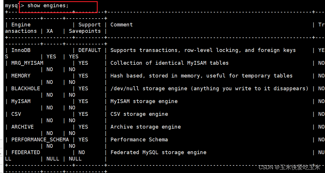 mysql 存储引擎 基本介绍_show engines;-CSDN博客