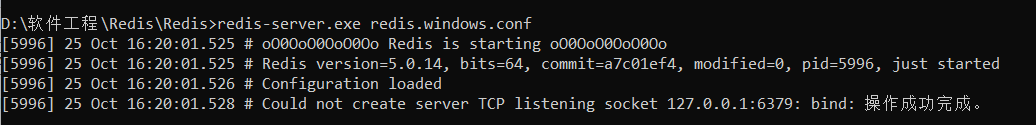 Windows环境下启动Redis报错：Could not create server TCP listening socket 127.0.0.1:6379: bind: 操作成功完成。（已 ...