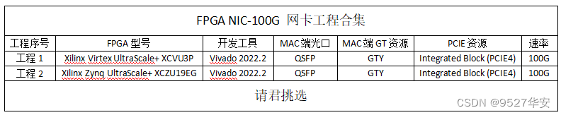 FPGA实现 NIC 100G 网卡，GTY+100G Ethernet Subsystem架构，纯verilog代码实现，提供2套工程源码和技术支持_fpga rdma-CSDN博客