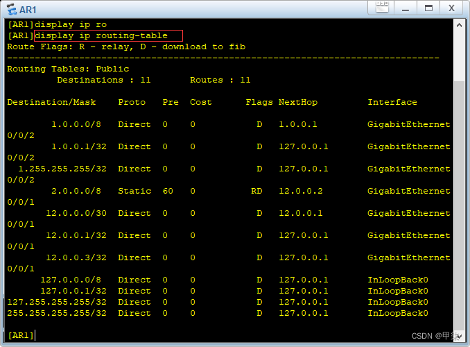 实验十 配置静态路由_步骤一ar1ping通ar2,匹配的是哪条路由-CSDN博客
