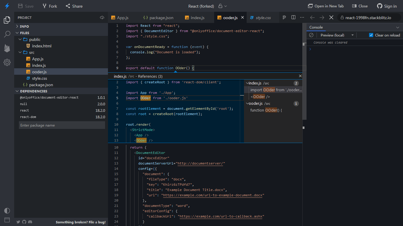 在用于构建用户界面的 JavaScript 库 React 中连接集成 ONLYOFFICE_onlyoffice react-CSDN博客