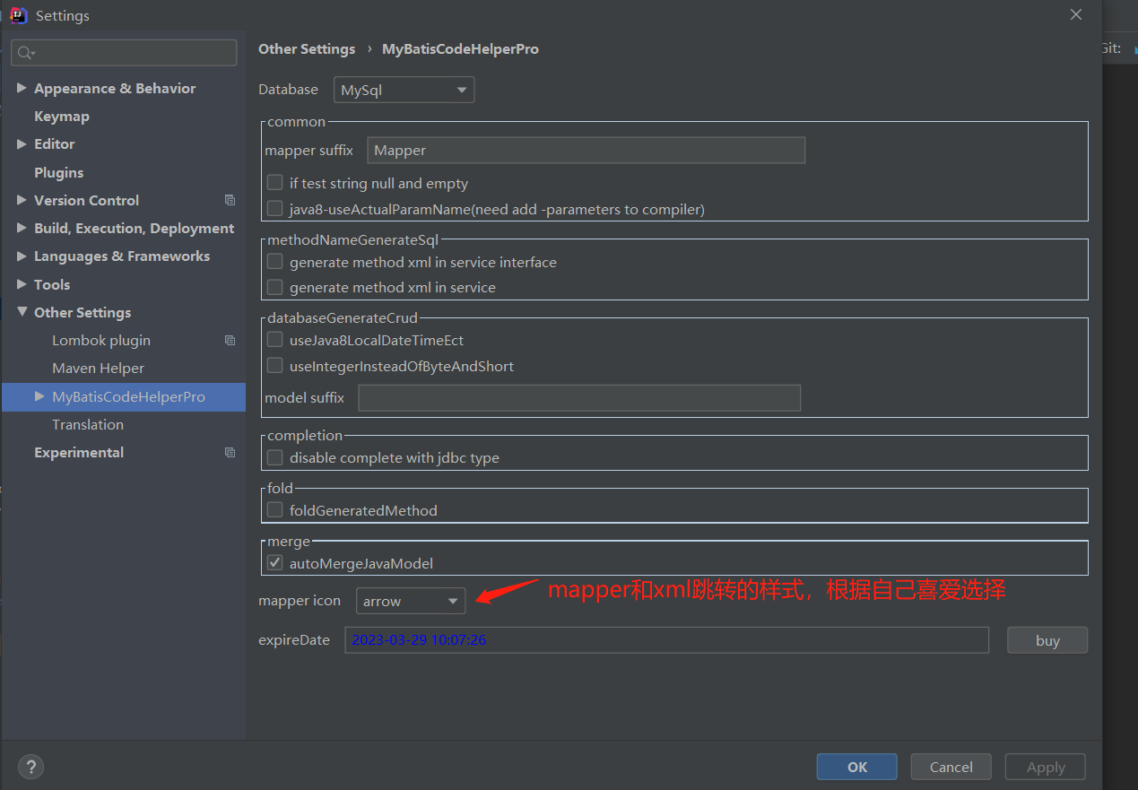 IDEA使用Mybatis插件 MyBatisCodeHelper-Pro_mybatiscodehelperpro插件-CSDN博客