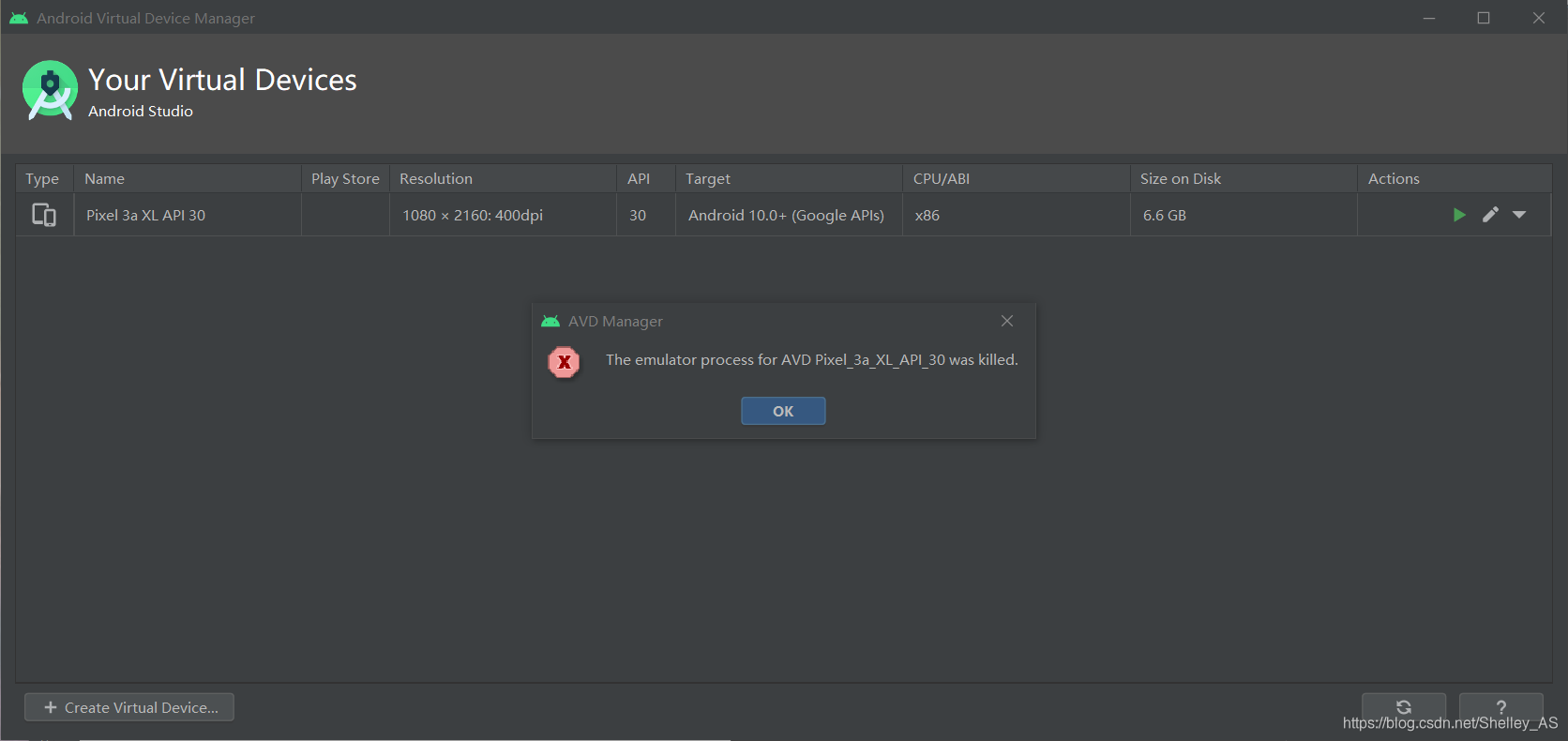AS运行虚拟机报错_error running 'app' device is already activating-CSDN博客