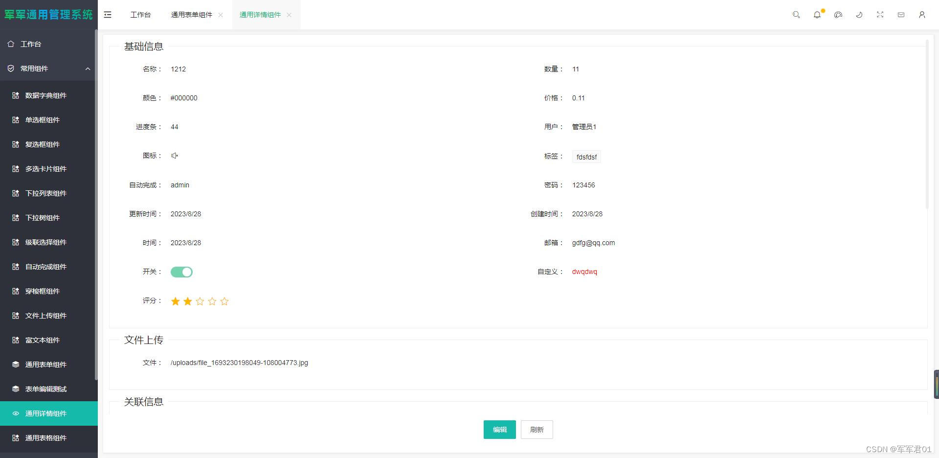 基于vue3layui从头搭建通用后台管理系统（前端篇）十二：通用详情组件封装实现基于vue3layui管理系统实例 Csdn专栏