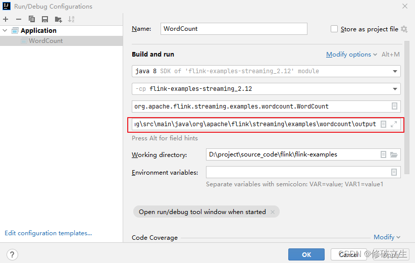Flink官方例子解析：WordCount_flink example wordcount-CSDN博客