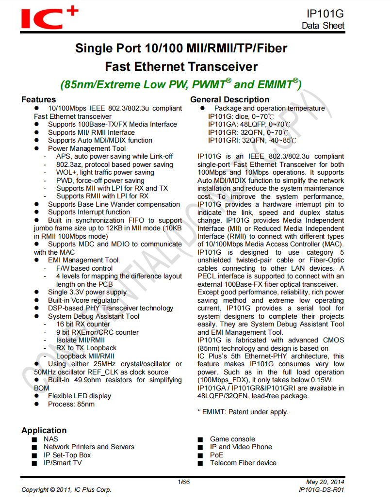 IP101GR:单口PHY芯片资料特性包装-CSDN博客