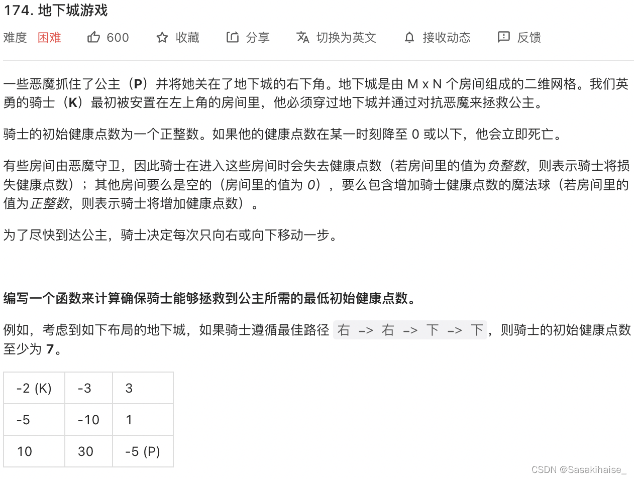 LeetCode 174. 地下城游戏-CSDN博客