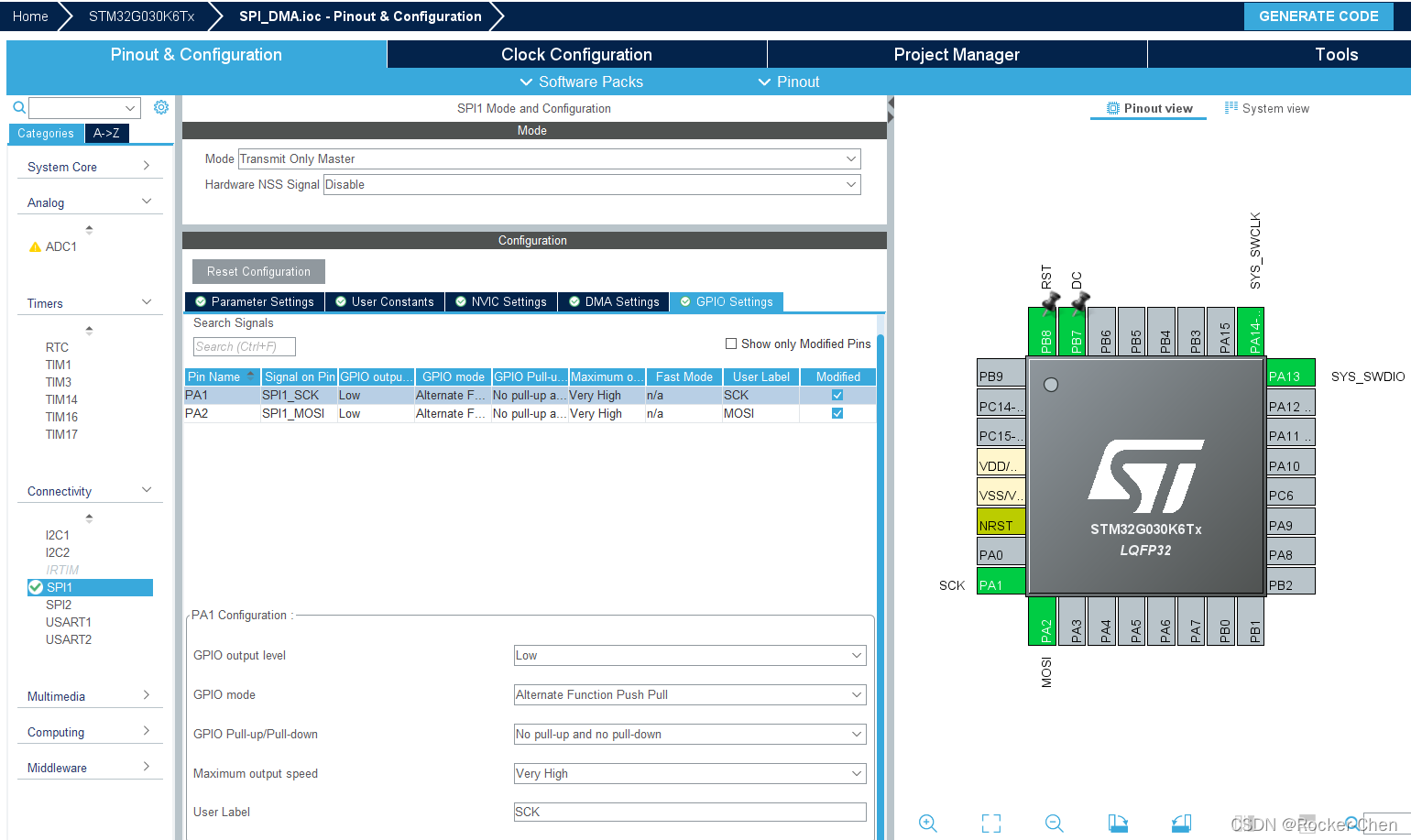 STM32G0 硬件SPI+DMA+LL库，最高通讯速率32MBit/s_ll dma spi-CSDN博客