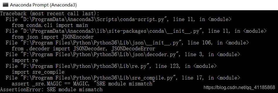 成功解决Lib\sre_compile.py, line 17, in module assert _sre.MAGICMAGIC SRE module mismatch_line 17 ...