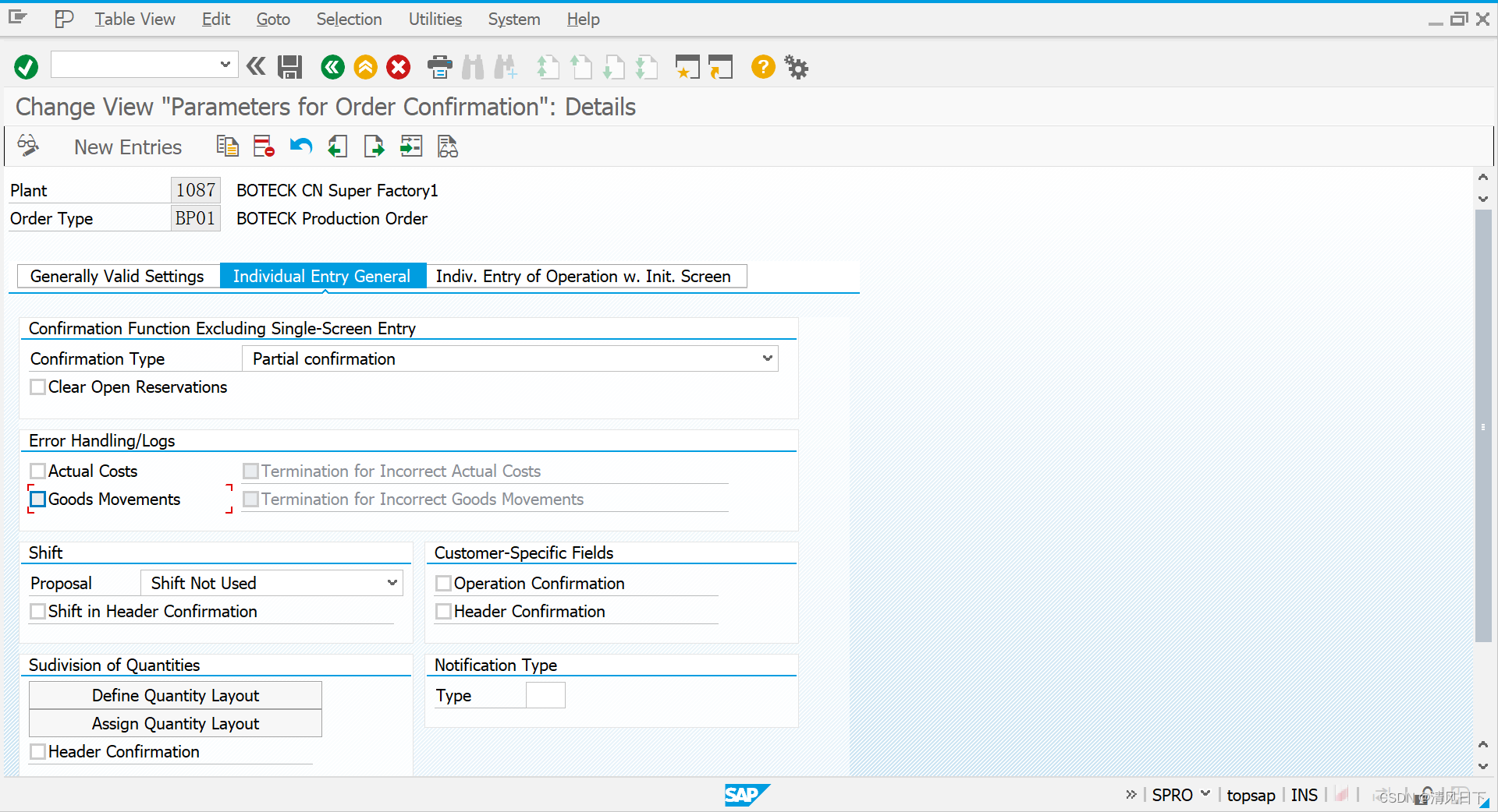 PP配置-生产车间控制/商店底价控制-工序-定义确认参数(OPK4-Define Confirmation Parameters-TCORU)_sap opk4-CSDN博客