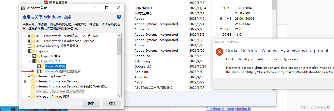 安装docker报错Windows Hypervisor is not prsent_windows hypervisor is not present-CSDN博客