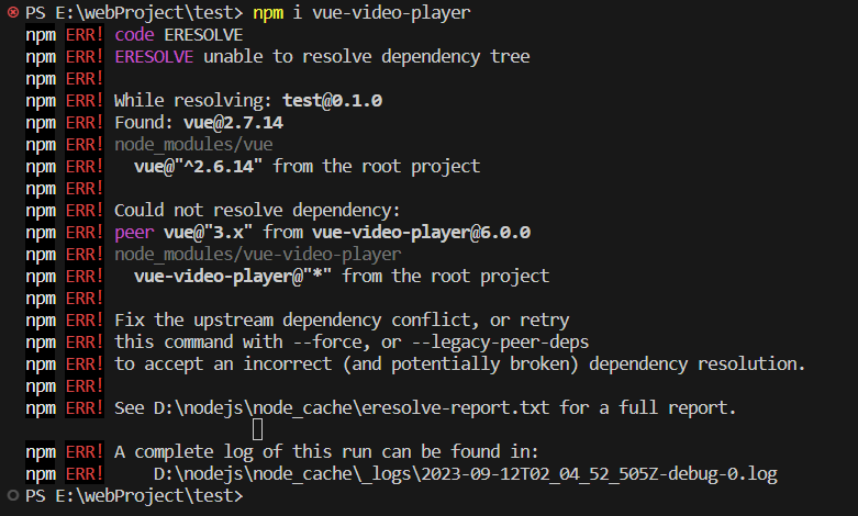 Vue-video-player下载失败(npm i 报错)_npm安装video失败-CSDN博客