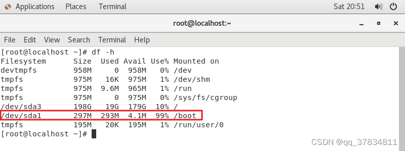 Linux分区磁盘空间不足，相关提示“Low Disk Space on “boot“ The volume “boot“ has only 4.2 MB disk space ...