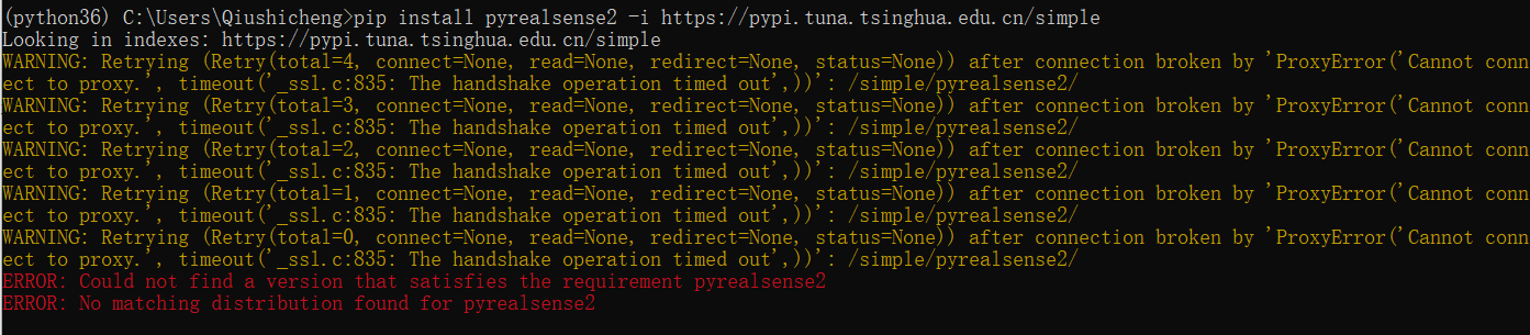 pip安装pyrealsense2_error: could not find a version that satisfies the-CSDN博客