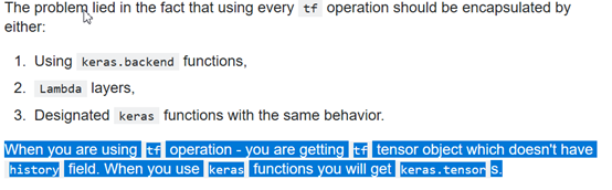 AttributeError:'Tensor' object has no attribute '_keras_history'_tensor' object has no attribute ...