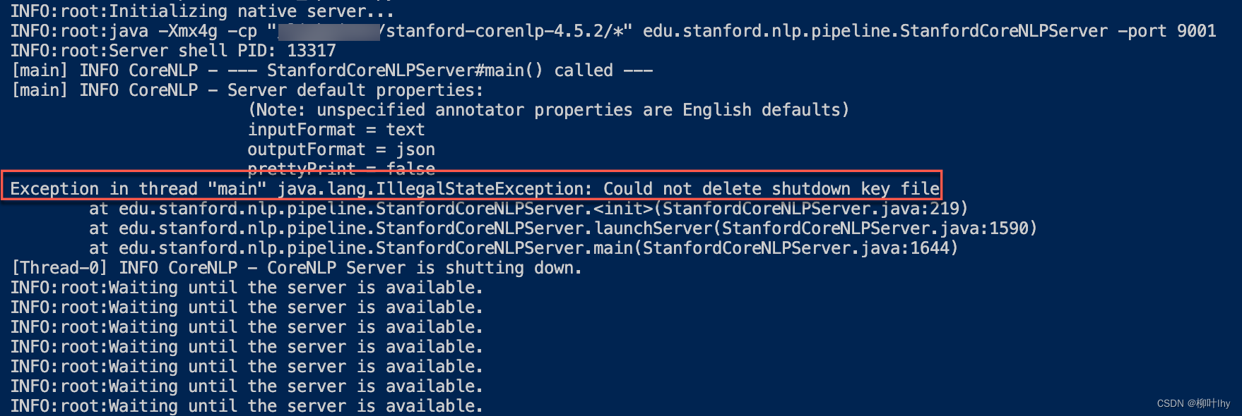 【Solved】java.lang.IllegalStateException: Could not delete shutdown key file_exception in thread ...