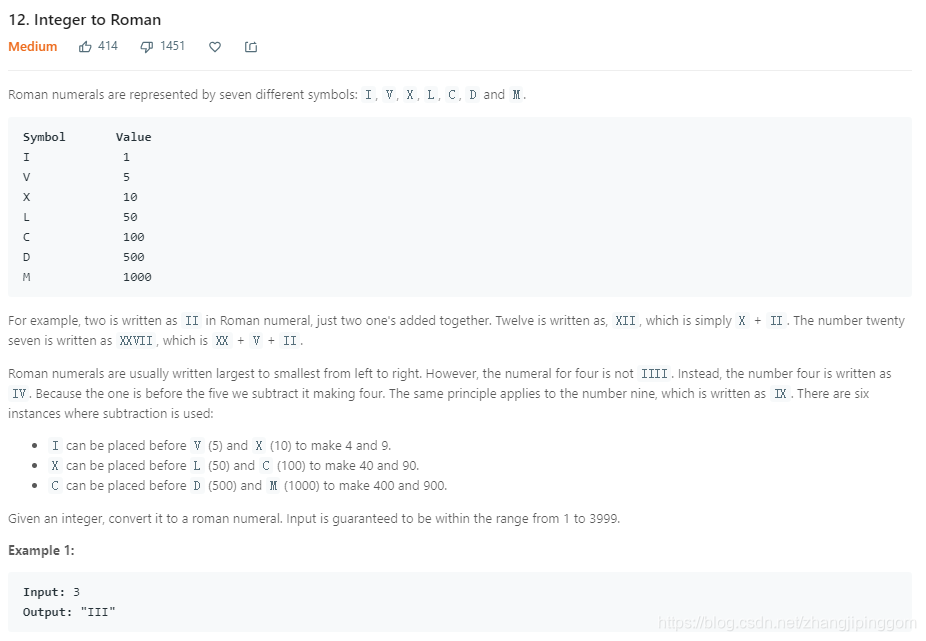 【LeetCode-012】IntegerToRoman-CSDN博客