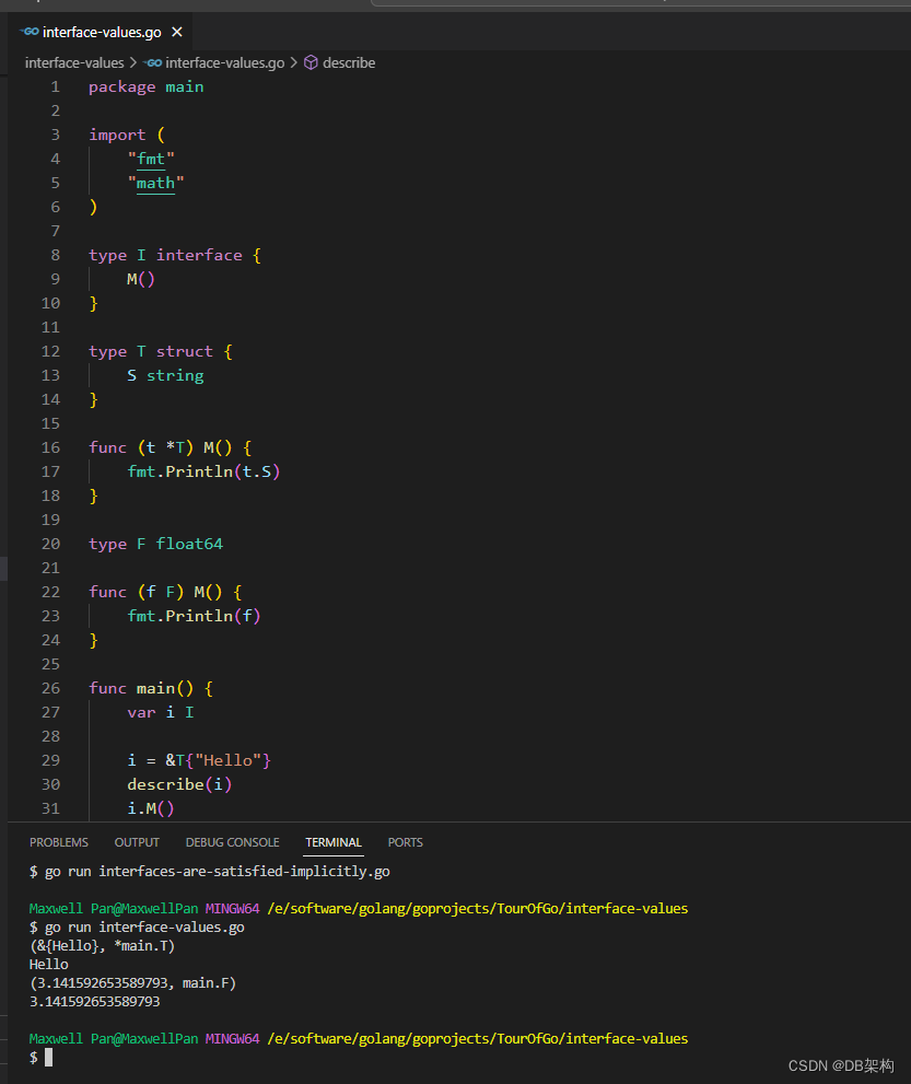 Methods and Interfaces Part2_func (t *t) m() { fmt.println(t.s) } type f float6-CSDN博客