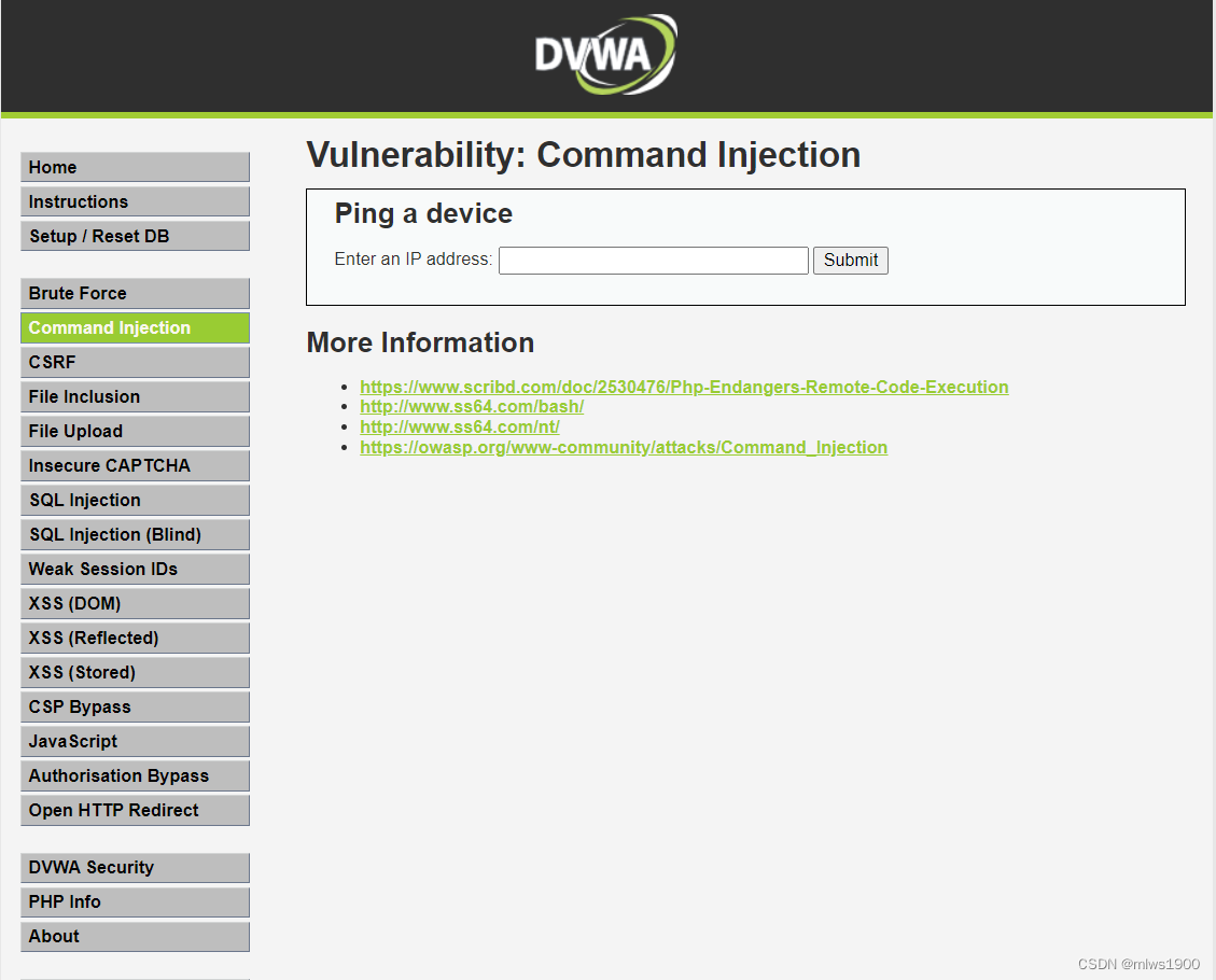 DVWA靶场-Command Injection命令注入_dvwa command-CSDN博客