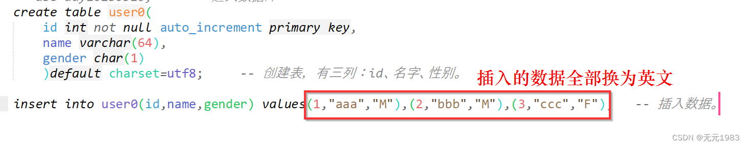 mysql语句在客户端正常执行，但写入sql文件并用source执行时却报错：ERROR 1406 (22001): Data too long for column ‘gender‘ at ...