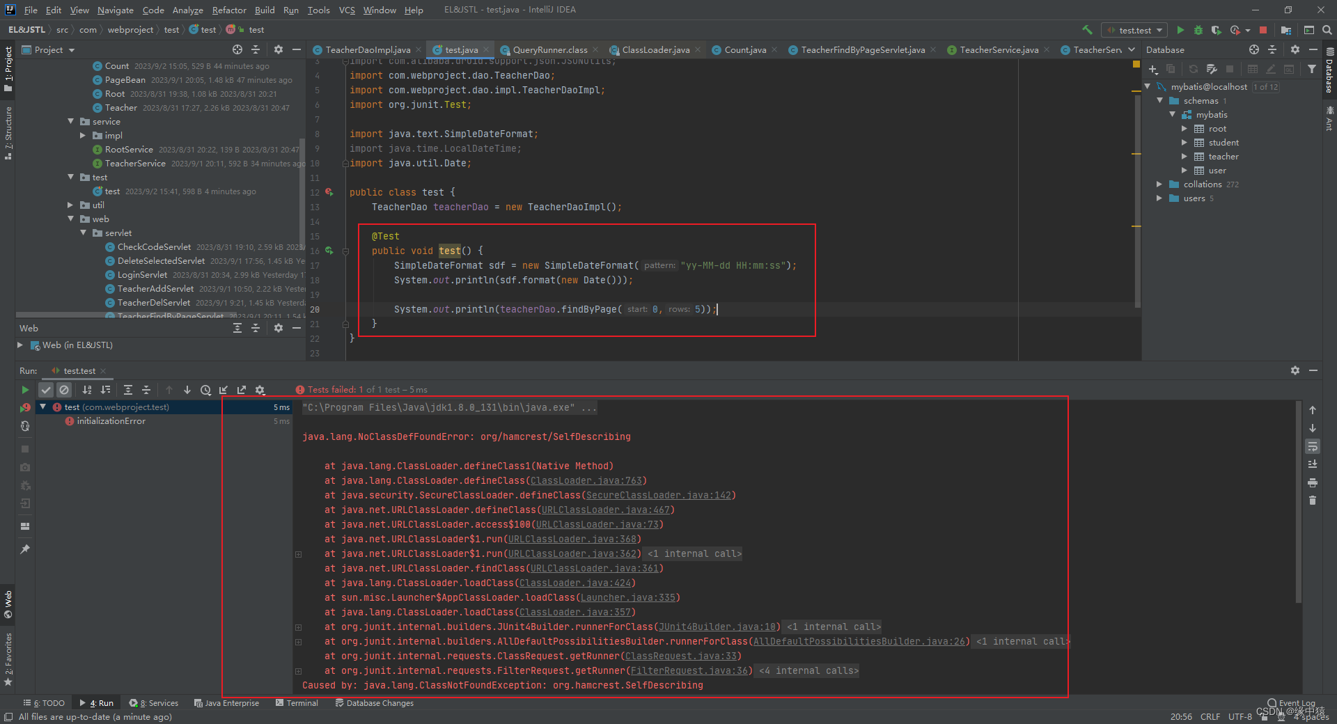 java.lang.NoClassDefFoundError: org/hamcrest/SelfDescribing单元测试报错的问题解决 ...