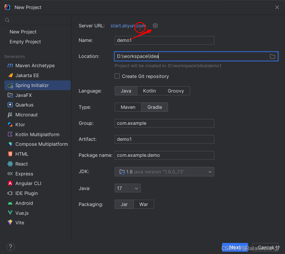 Initialization failed for ‘https://start.aliyun.com/‘Please check URL, network and proxy ...